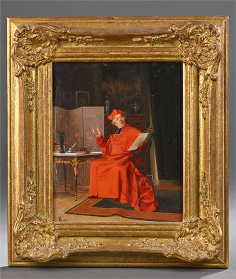 Alfred Weber | Cardinal examining a drawing | MutualArt