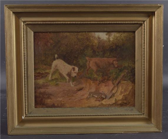 Arthur Batt | Terriers rabbit hunting (1901) | MutualArt