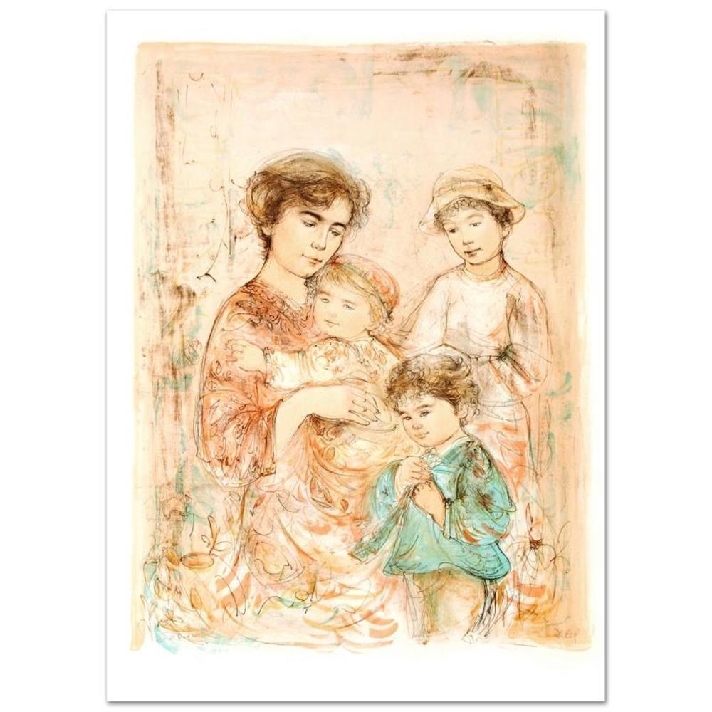 Edna Hibel | Lotte and Her Children Limited Edition Lithograph (27 x 37 ...