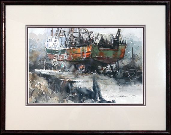George Carpenter | Boatyard - Ship in Dry Dock | MutualArt
