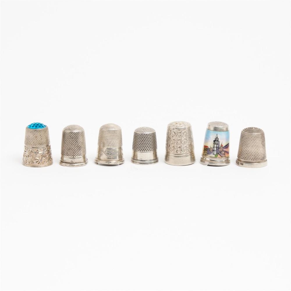 Group of Seven | A GROUP OF SEVEN STERLING SILVER THIMBLES INCLUDING ...