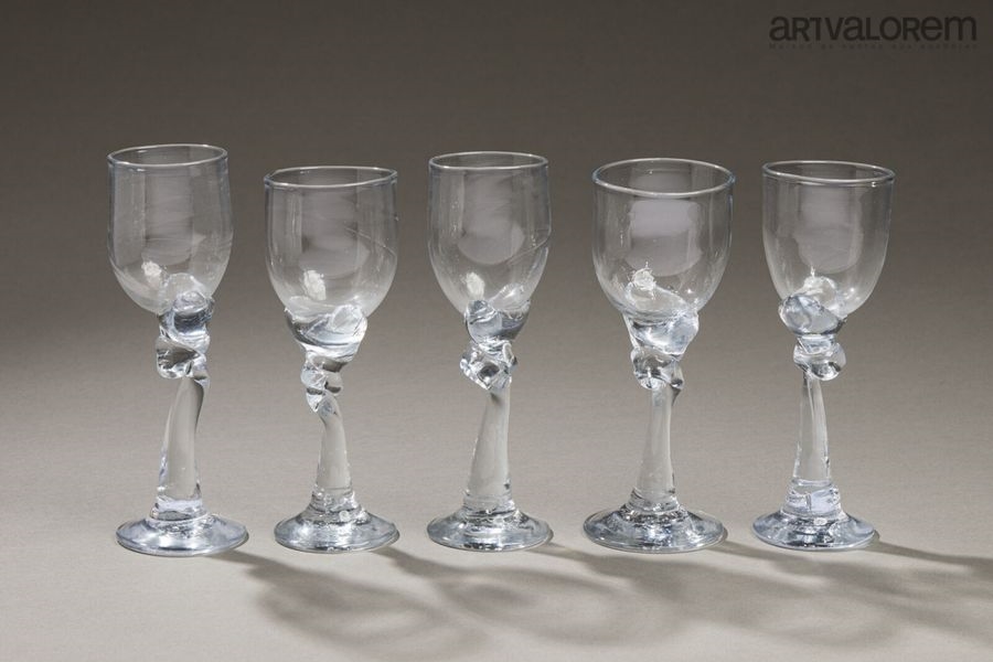 Véronique Monod | Five blown and hot-molded crystal glasses | MutualArt