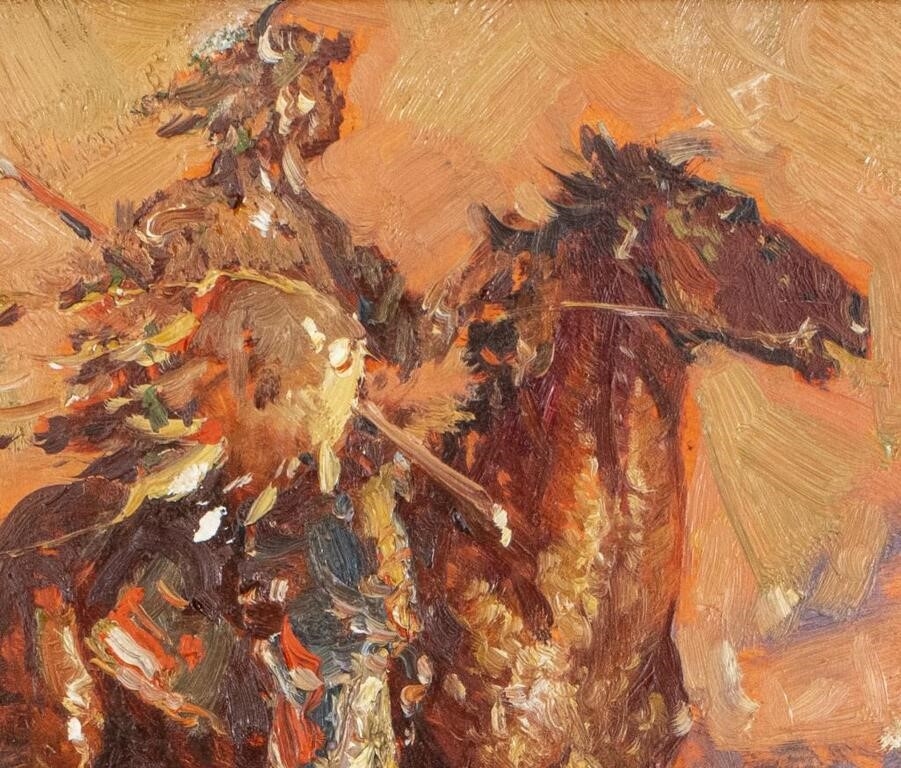 Buck McCain | Western Scene depicting Native American figure on ...