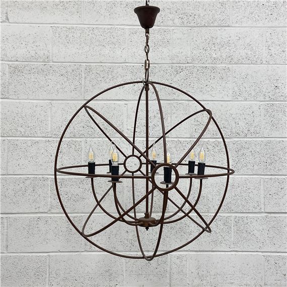 Timothy Oulton | A large vintage wrought iron chandelier of gyroscopic ...