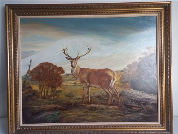 Brian Whiteside | portrait of a stag in a Highland landscape (1981 ...