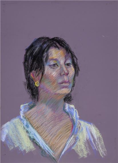 Yve Close | Portrait of Woman with Gold Earrings | MutualArt