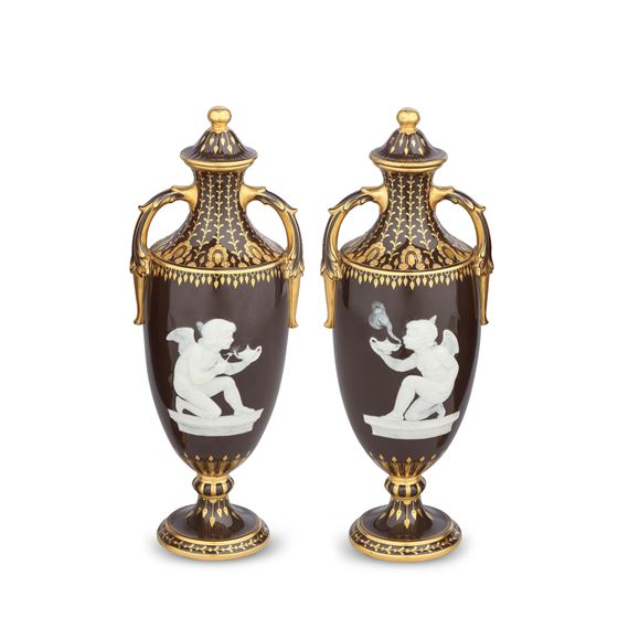 Marc-Louis-Emanuel Solon | An important pair of Minton pâte-sur-pâte ...