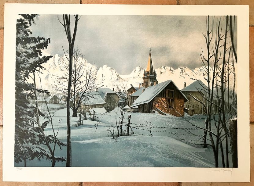 François d'Izarny | Village sous la neige | MutualArt