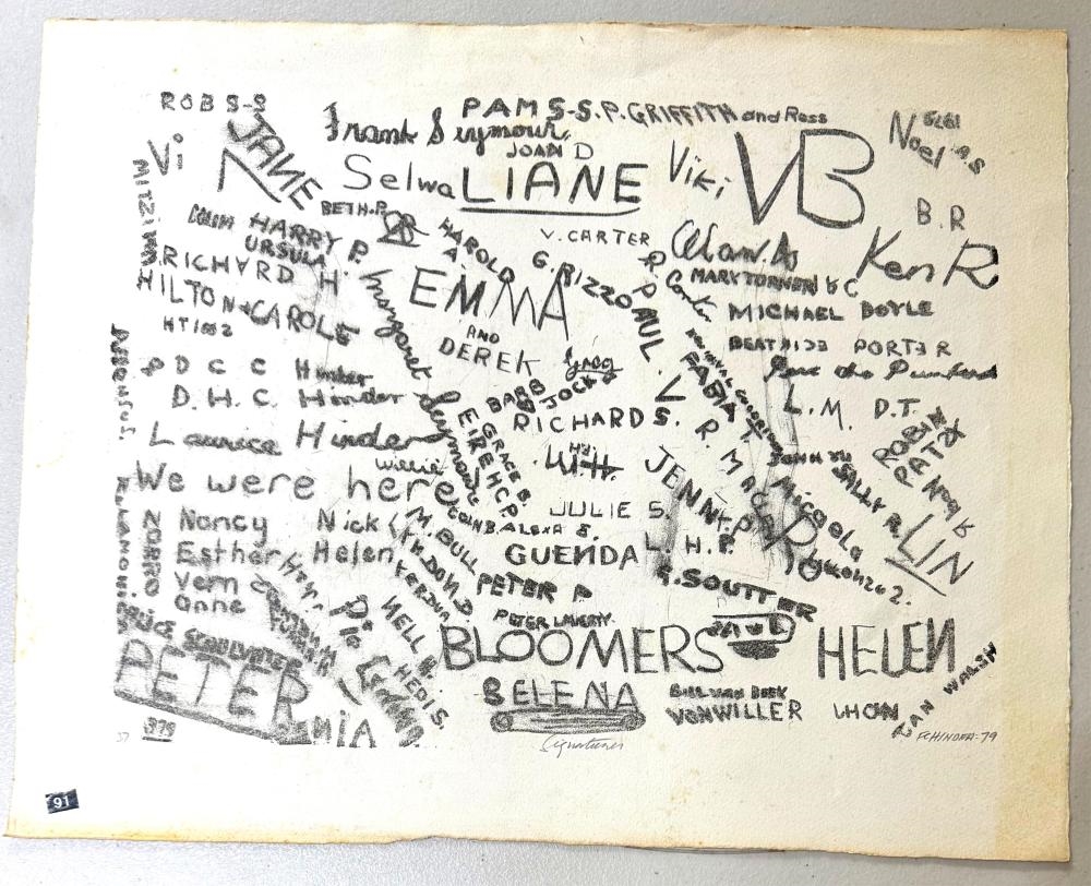 Frank Hinder | Lithograph of Signatures Collected at Exhibition | MutualArt