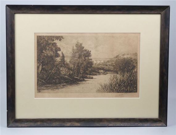 Lucien Marcelin Gautier | Le pont du Gard (1917) | MutualArt