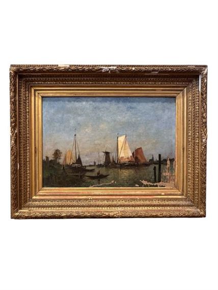 J. Gabriel Justin | Seashore and sailboats | MutualArt