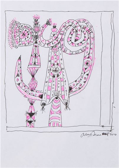 Alan Davie | black and pin ink drawing of biomorphic forms (2010 ...