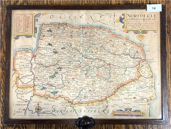 Christopher Saxton | 17th century hand coloured engraved map (17th ...