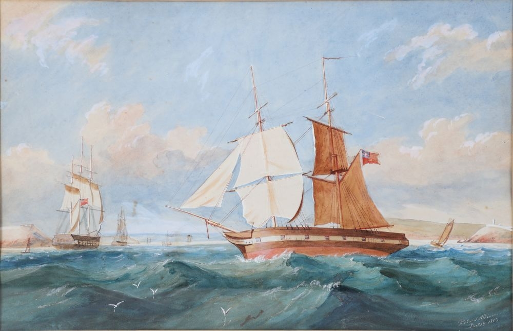 Richard Peterson Atkinson | Naval Brigantine off Cork Harbour (1863) | MutualArt