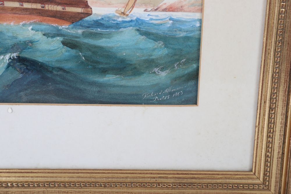 Richard Peterson Atkinson | Naval Brigantine off Cork Harbour (1863) | MutualArt