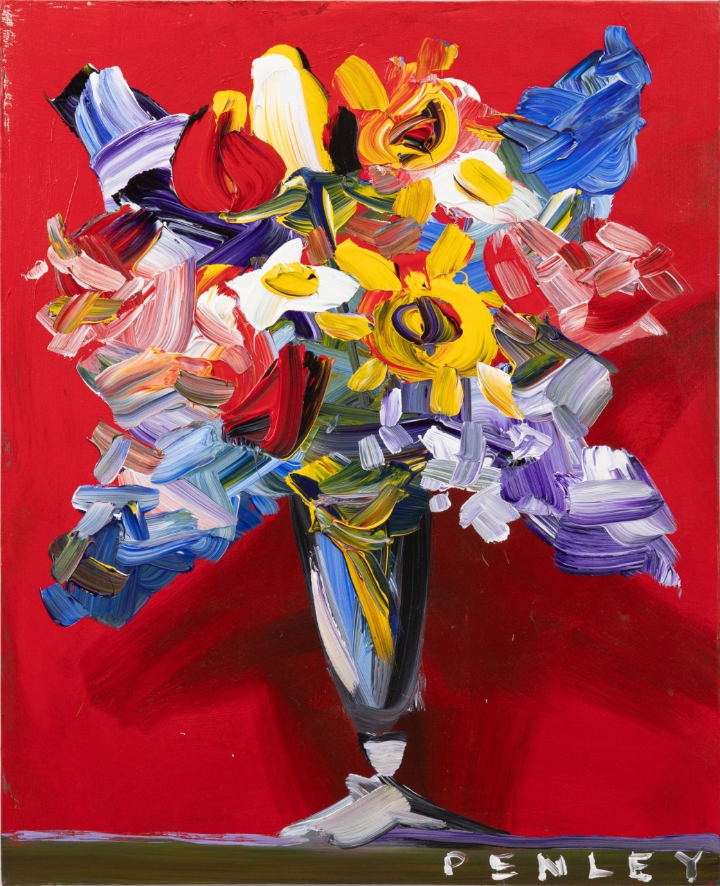 Steve Penley | Purple Yellow and Blue Floral Still Life | MutualArt
