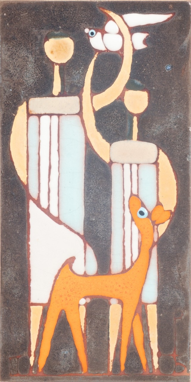 Panos Valsamakis | . Untitled - Figures with Bird and Dog - mid 20th ...