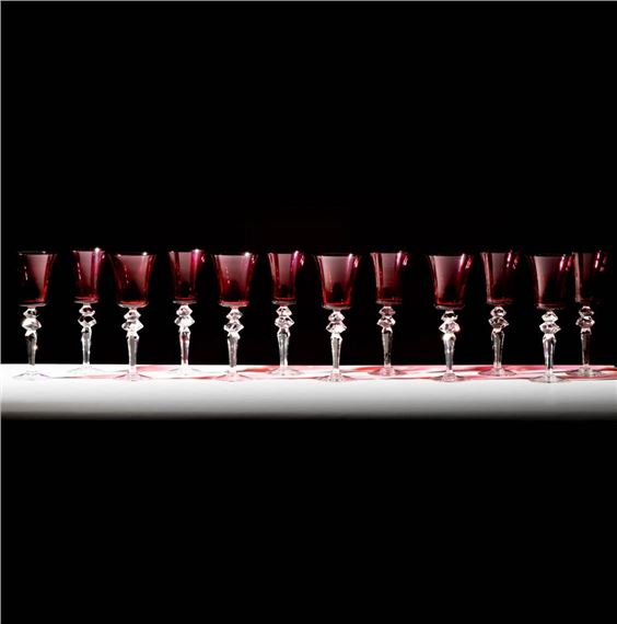 Unknown | 12 Saint Louis Excess Ruby Crystal Water Goblets | MutualArt