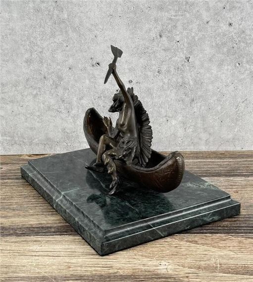Carl Kauba | Carl Kauba Indian in Canoe Bronze (1898) | MutualArt