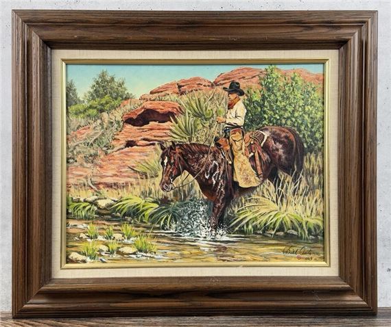 Bill Anton | Bill Anton Cowboy Oil Painting (1970s) | MutualArt
