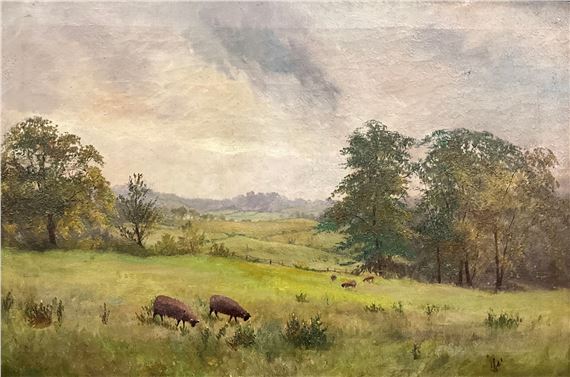 David H. Beardsley | The Grazing Flock, Tormental Fields (1911) | MutualArt