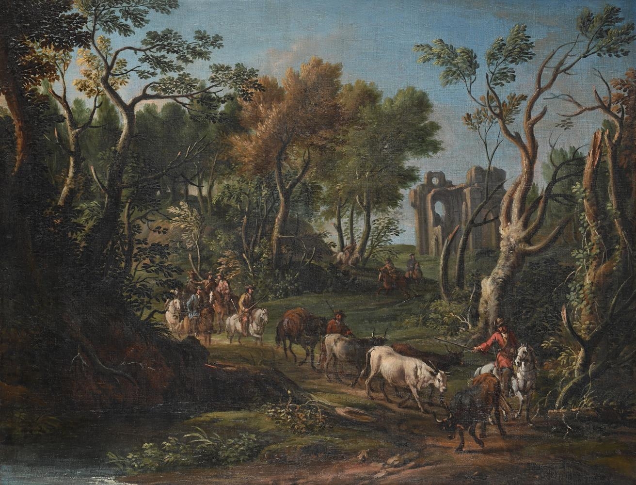 Pieter Van Bloemen | A DROVER AND HIS CATTLE WITH ROMAN RUINS IN THE ...