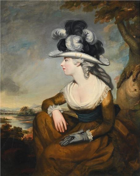 Sir Joshua Reynolds | PORTRAIT OF A SEATED LADY WEARING A FEATHERED HAT ...
