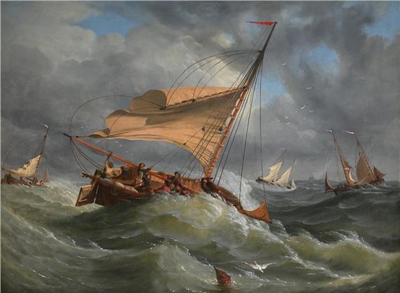 Dutch School, 19th Century | SAILING VESSELS IN PERILOUS SEAS | MutualArt