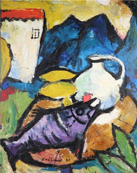 Franz Lettner | Stillleben mit Landschaft - Der violette Fisch (1958 ...
