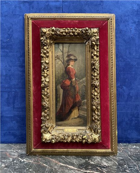 J. Ruston | portrait of a lady in traditional dress with cane | MutualArt