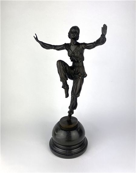 Pierre Laurel | an Art Deco style bronze figure of a dancer mounted on ...