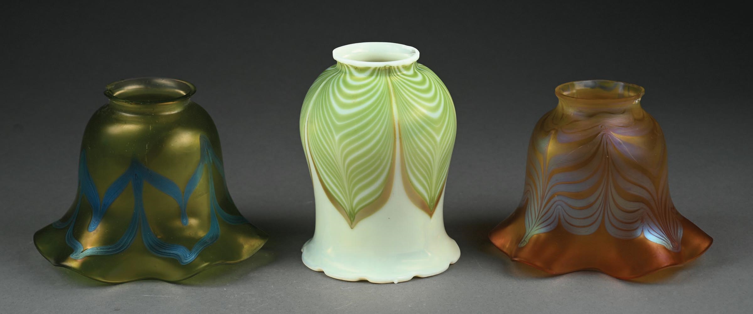 Loetz | A beautiful assorted lot of art glass shades. (A) Creta Loetz ...