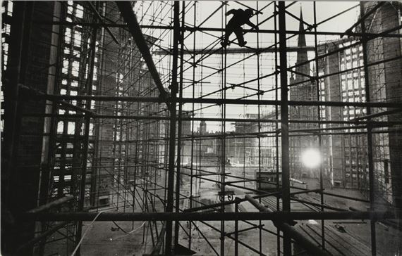 Eugene Kammerman | Man on scaffolding (Circa 1960) | MutualArt