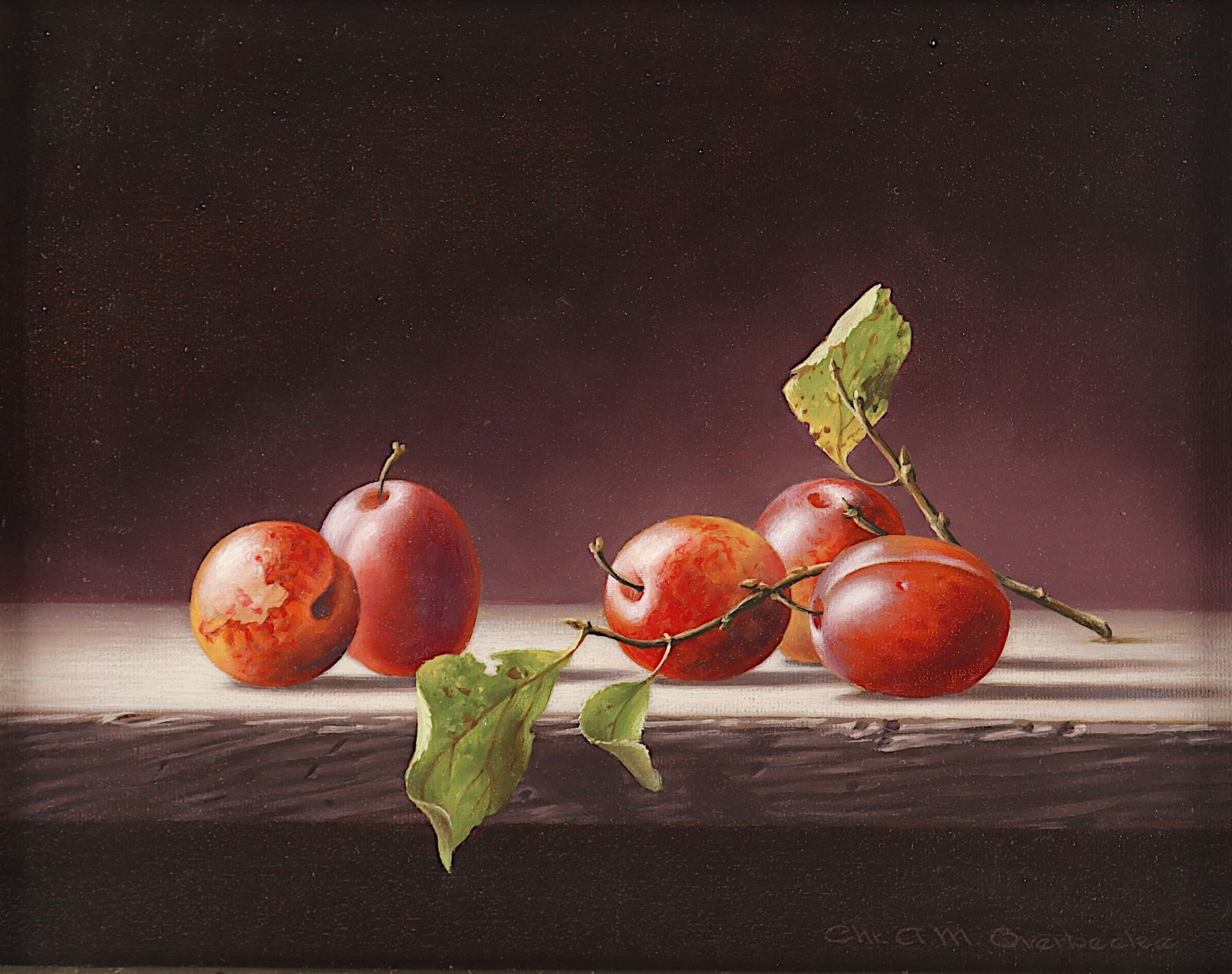 Chris A.M. Overbeeke | Stilleben mit roten Pflaumen | MutualArt