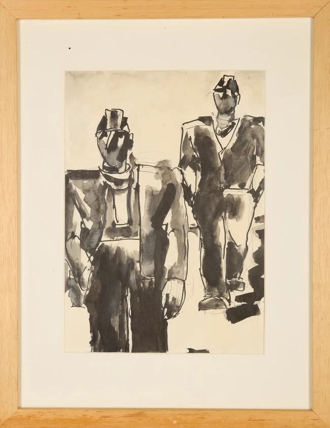 Josef Herman | Two Standing Miners | MutualArt