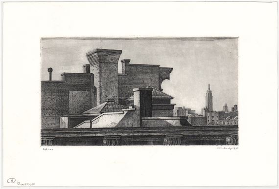 Armin Landeck | Armin Landeck Engraving SIGNED 1941 [Rooftops] (1937 ...
