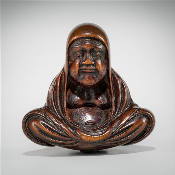 Hara Shumin | SHUMIN: A WOOD NETSUKE OF DARUMA (Mid 19th Century ...