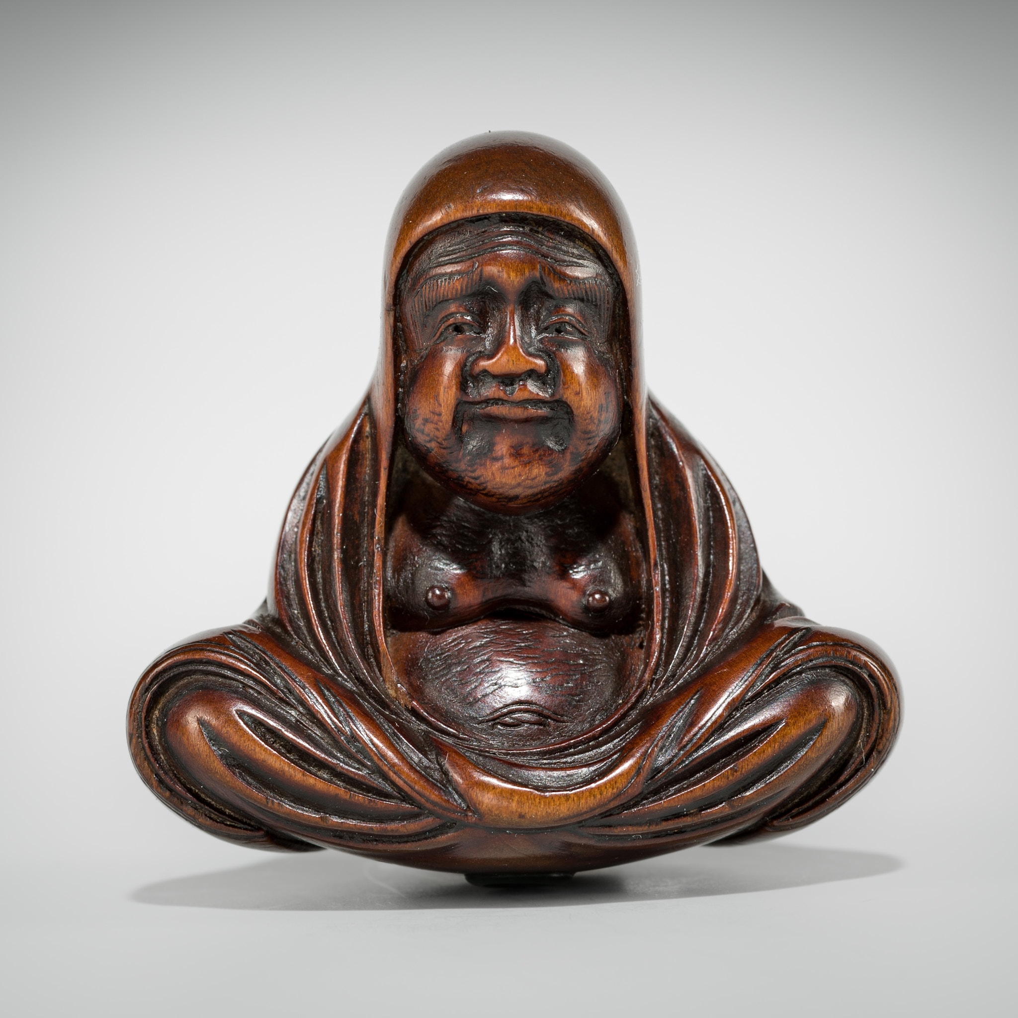 Hara Shumin | SHUMIN: A WOOD NETSUKE OF DARUMA (Mid 19th Century ...