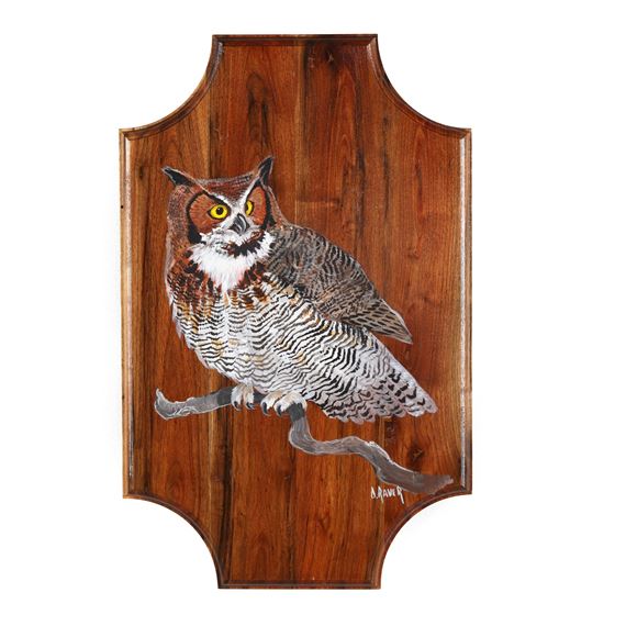 Duane Raver Jr. | Great Horned Owl on Plaque (1979) | MutualArt