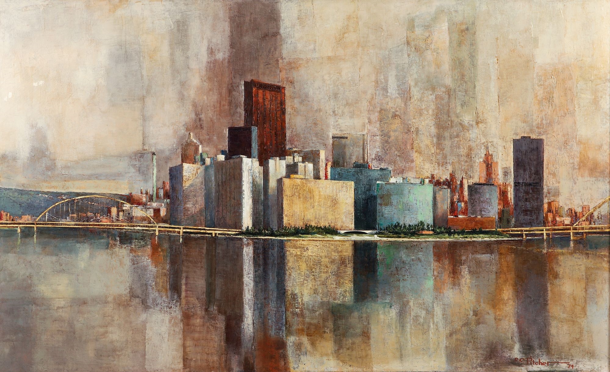 Charles Pitcher | Charles Pitcher Pittsburgh Panorama Skyline 1974 ...