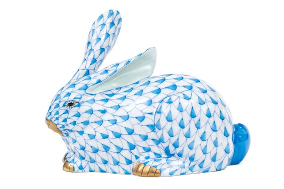 Herend | Herend Hand-painted Porcelain Recumbent Rabbit | MutualArt