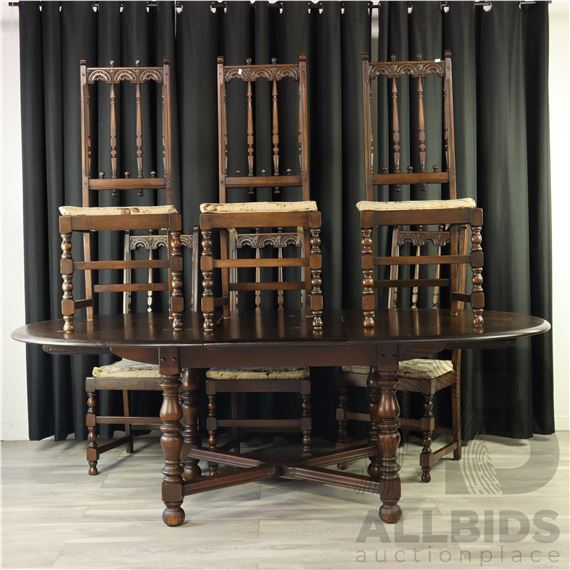 Ercol | Oak Seven Piece Dining Suite by Ercol | MutualArt