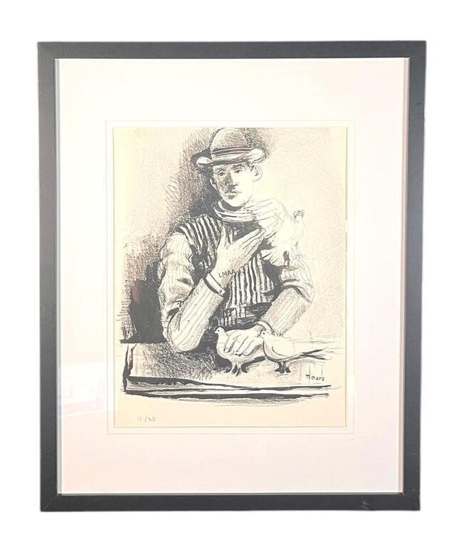 Herbert Richard Mears | HERB MEARS MAN W/ THREE PIGEONS ILLUSTRATION ...
