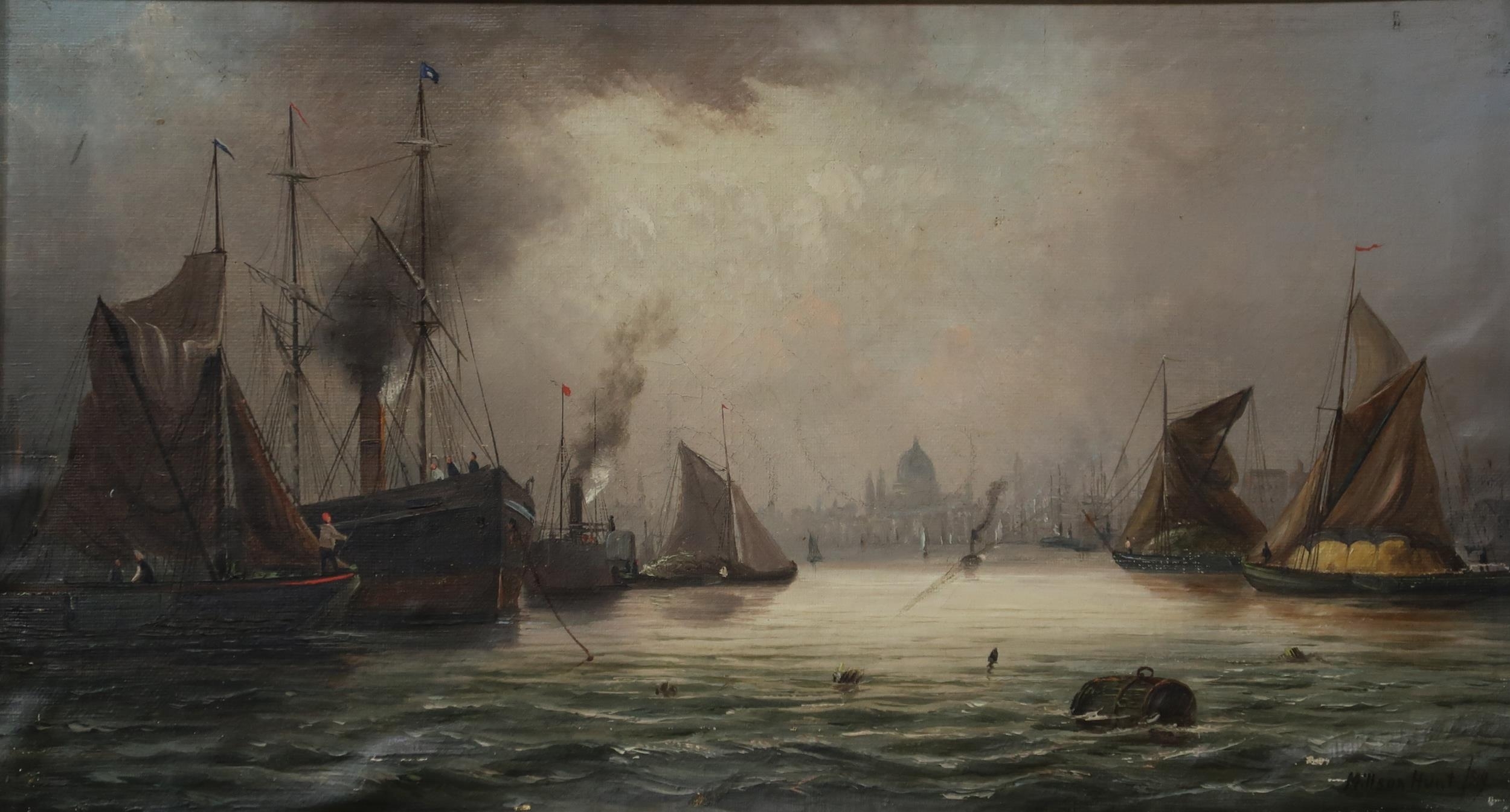 Millson Hunt | WARSHIPS ON THE BAY OF THE THAMES | MutualArt