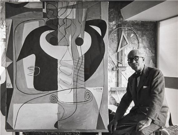 Michel Sima | Le Corbusier avec ses oeuvres, c. 1955 (1955) | MutualArt