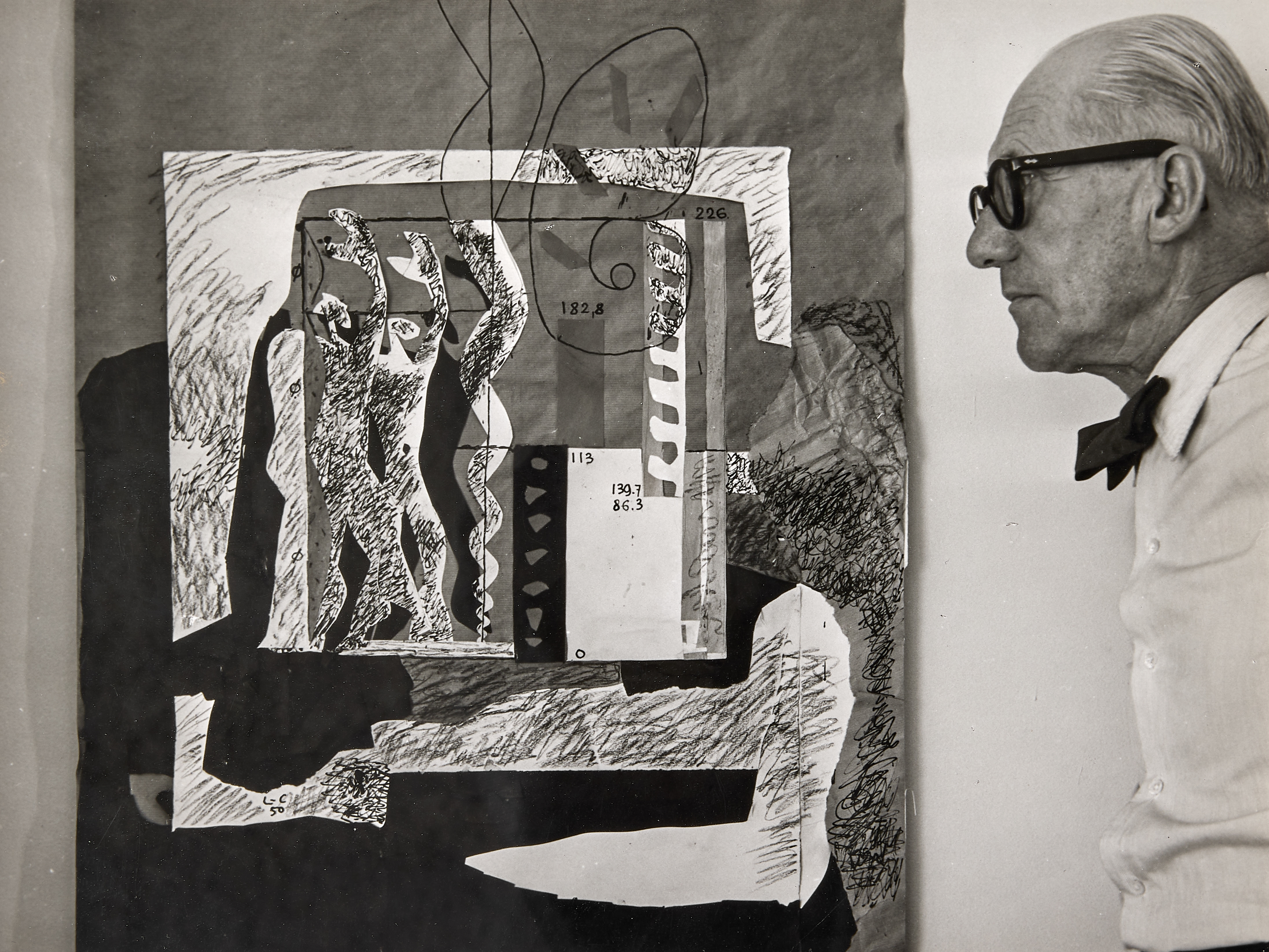 Michel Sima | Le Corbusier avec ses oeuvres, c. 1955 (1955) | MutualArt