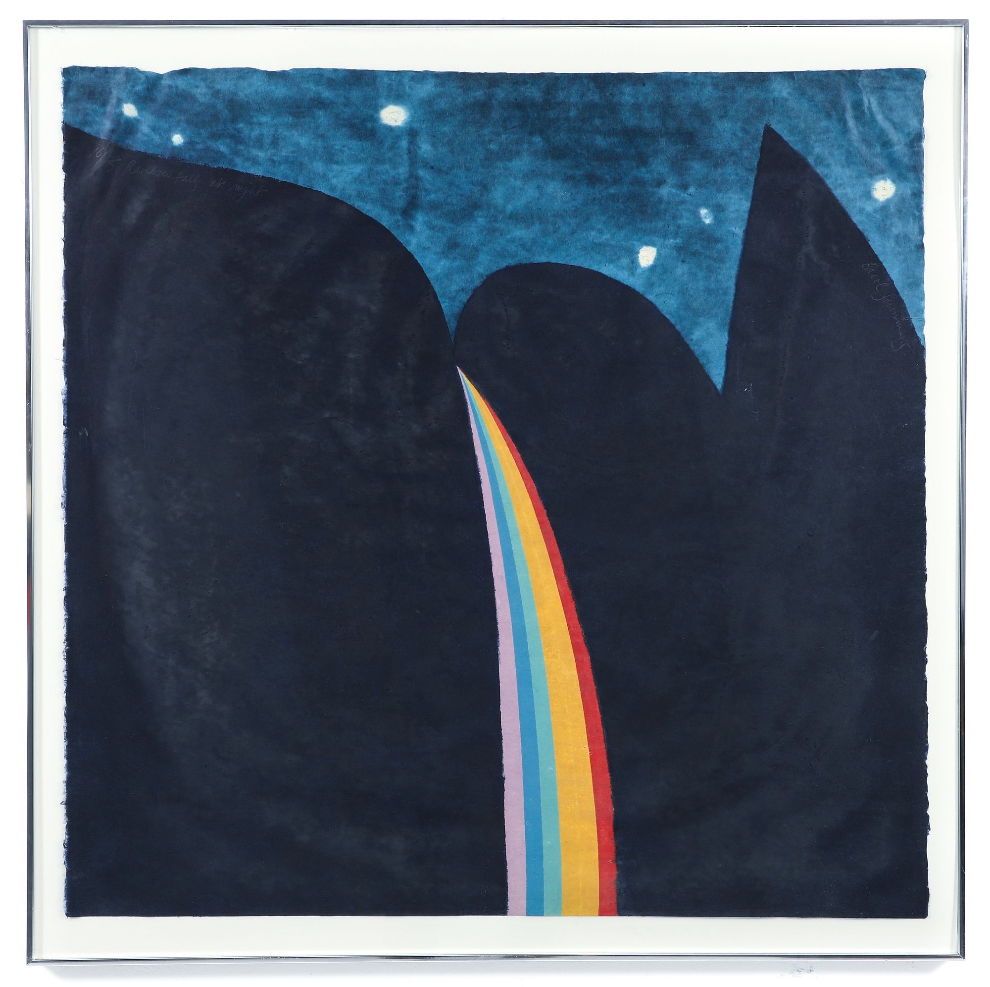 Carol Summers | Carol Summers Rainbow Falls at Night Color Woodcut ...