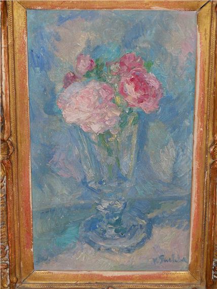 Victor Tischler | Still life roses in a glass vase | MutualArt