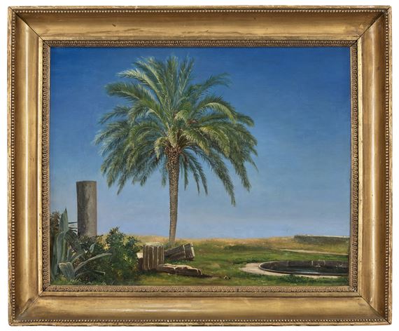 Martinus Rorbye | Ruins in a landscape with a palm tree | MutualArt