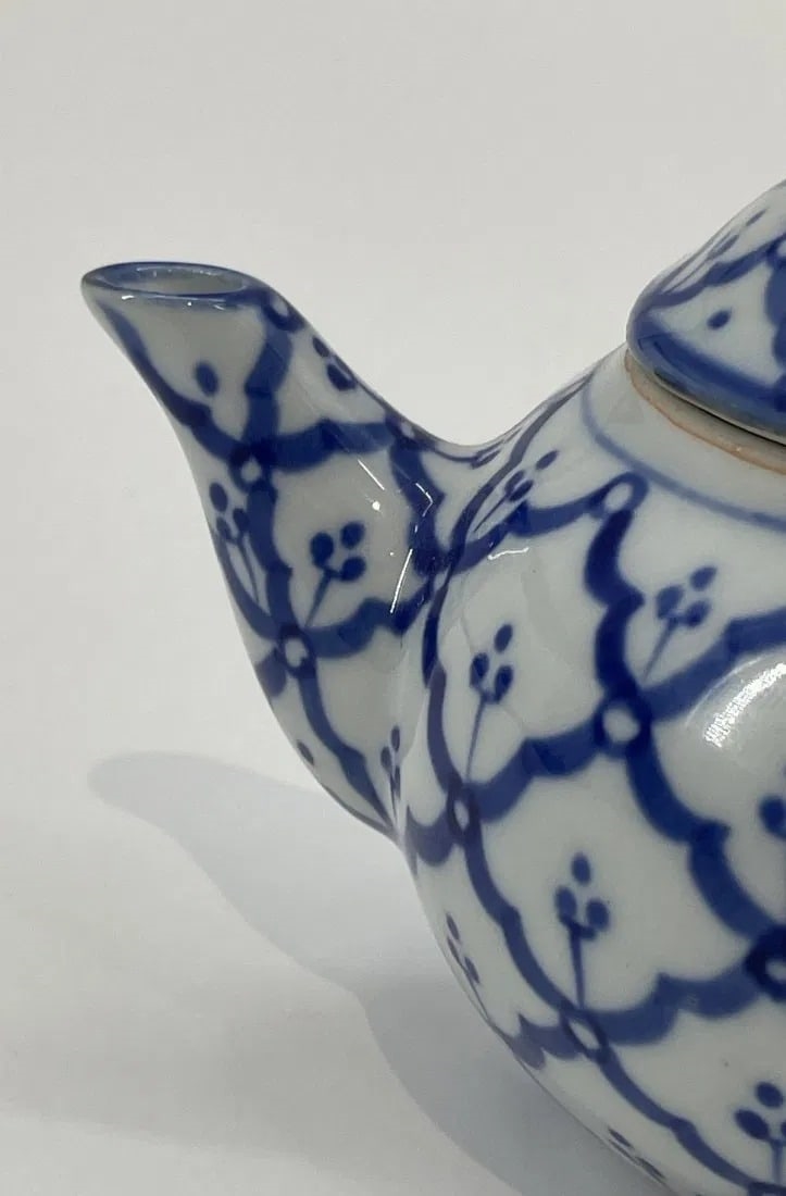 Prior | Vintage Ceramic Teapot, hand painted in Blue & White | MutualArt